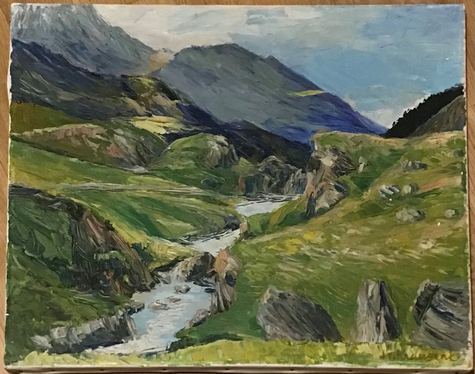 Berglandschaft Gemälde Unleserlich Signiert | Kaufen auf Ricardo