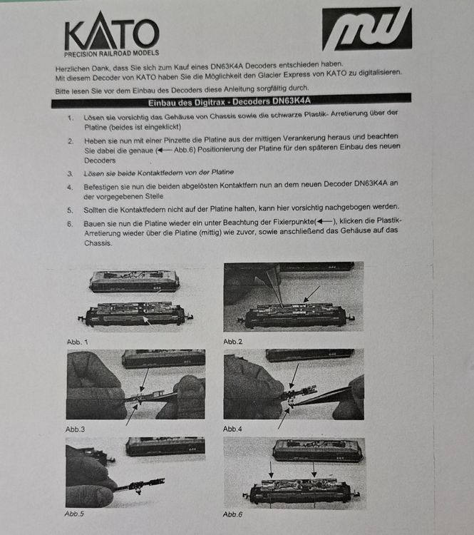 RhB Digital Decoder DN 163K4A für alle Kato Loki RhB Neu OVP (Neu und ...