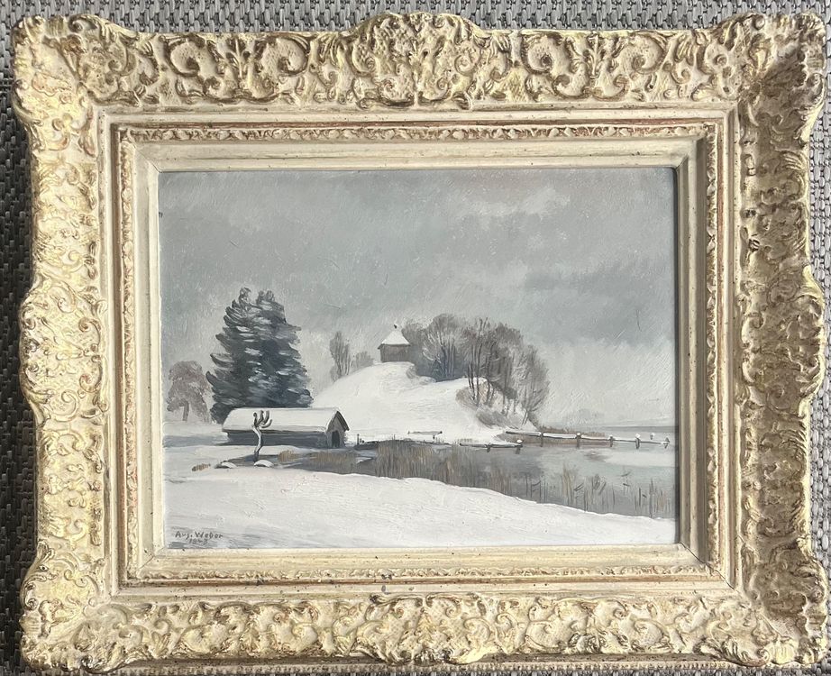 August Weber (1817-1873) Winterlandschaft Gemälde | Kaufen auf Ricardo