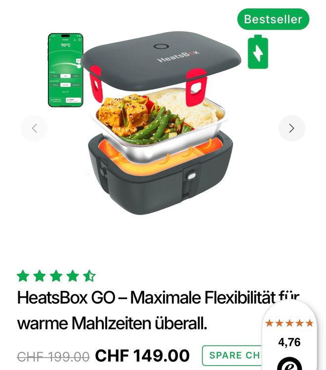 HeatsBox GO - Warme Mahlzeiten für unterwegs , neu ! (Neu und ...