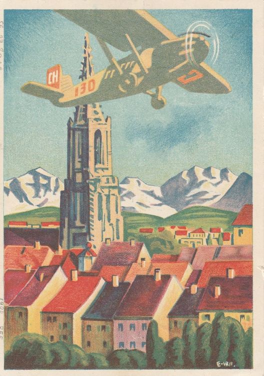 Alpar-Karte v. der Flugplatzeinweihung Bern 1929, Flug BE-ZH (Gebraucht ...