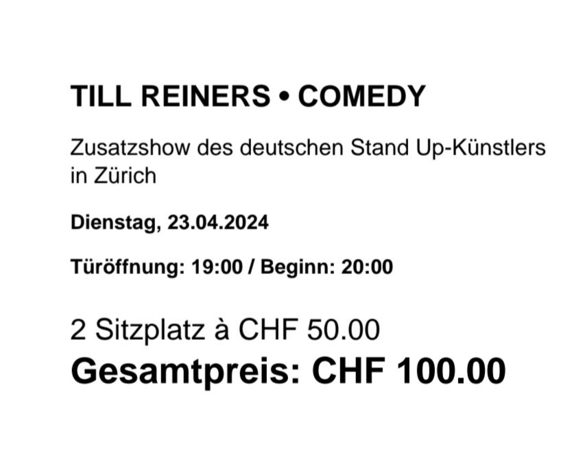 2x Ticket Till Reiners im Kaufleuten 23.04.2024 | Kaufen auf Ricardo