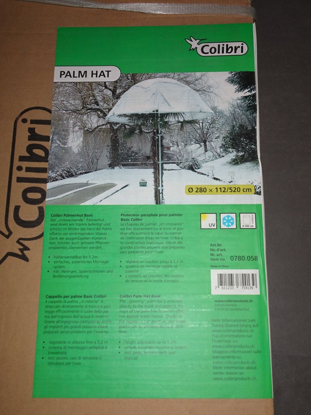 Colibri Palmenschutz - Hut / Palmenhut Basic * NEU / OVP * (Neu und ...