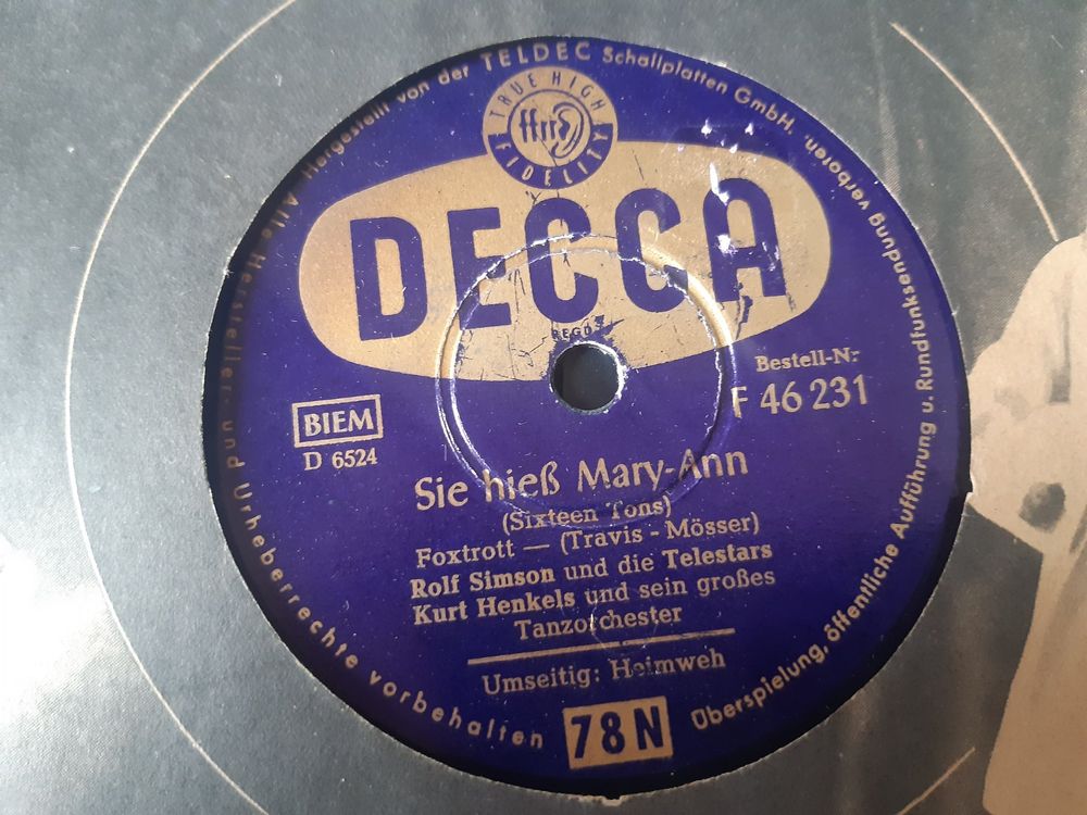 Rolf Simson - Sie Hieß Mary-Ann/Heimweh (Shellac, 10") (Gebraucht) in ...