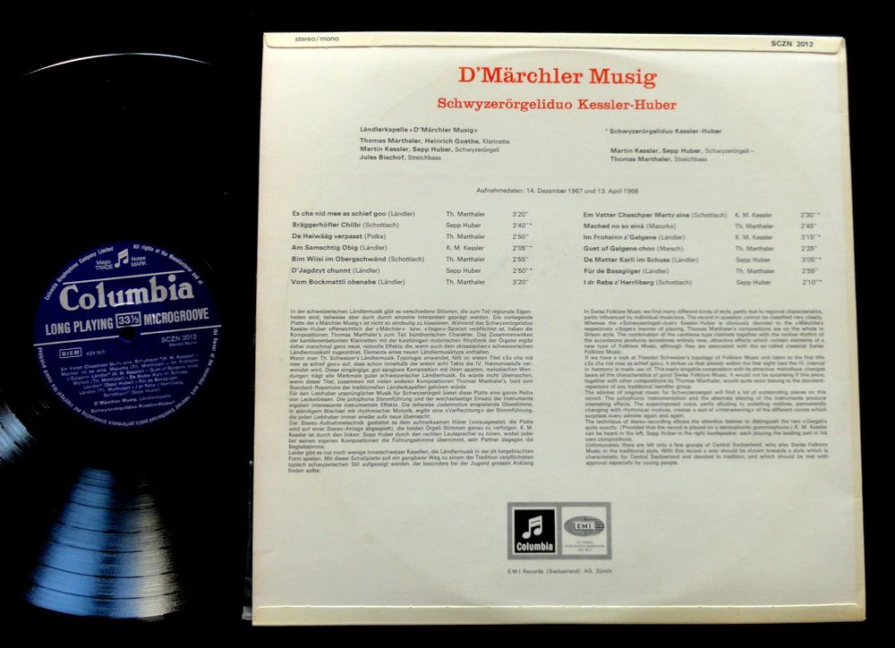 LP D'MÄRCHLER MUSIG Duo Kessler - Huber 1968 SWISS FOLKLORE (Gebraucht ...