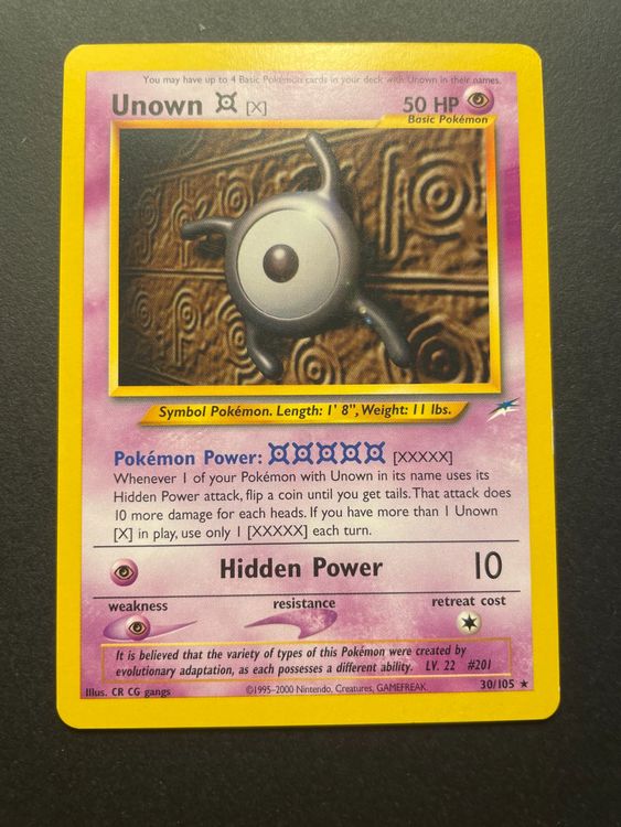 Unown X 30/105 Neo Destiny | Kaufen auf Ricardo