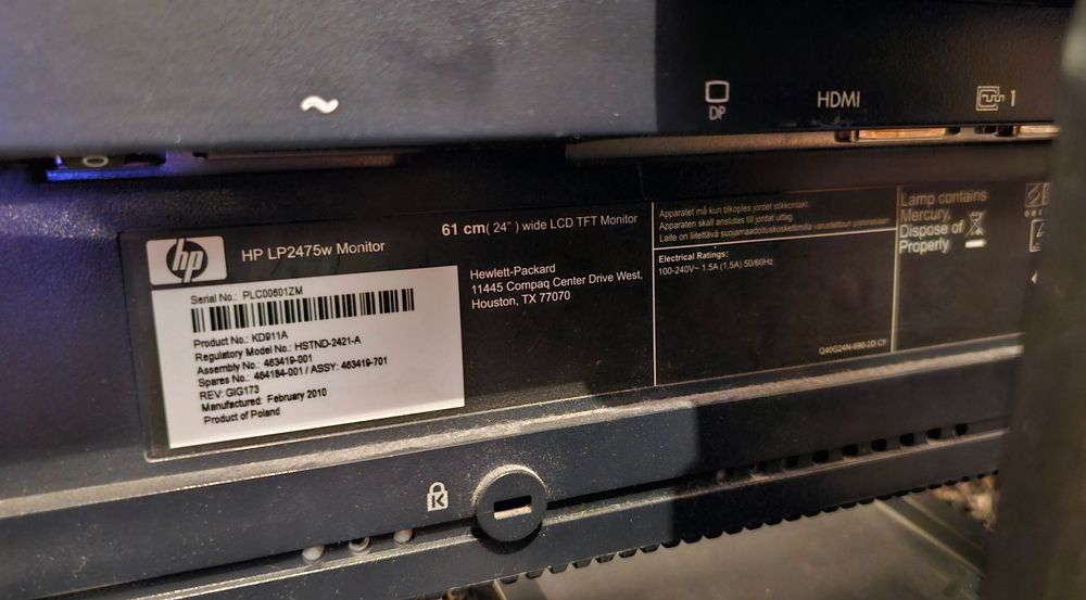 HP Monitor LP2475w inkl Strom-Kabel & VGA-Kabel (zu abholen) (Gebraucht ...