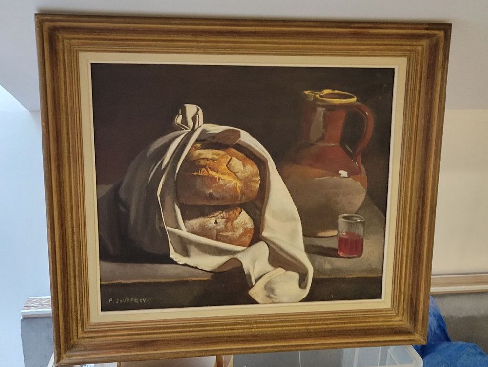 Tableau nature morte ' Pain & cruche' – Signé P. Jouffroy (D'occasion ...