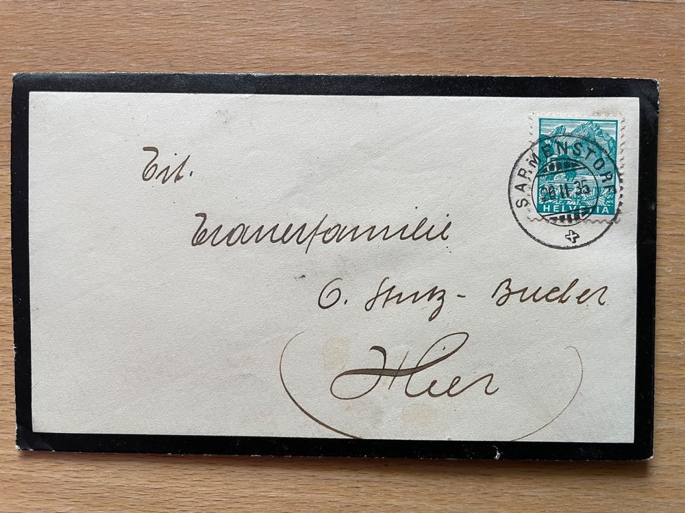 Alter Briefumschlag (Trauer), 1935 | Kaufen auf Ricardo