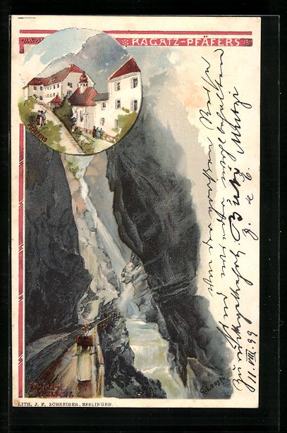 Litho Ragatz, Blick in die Klamm, Dorfpa | Kaufen auf Ricardo