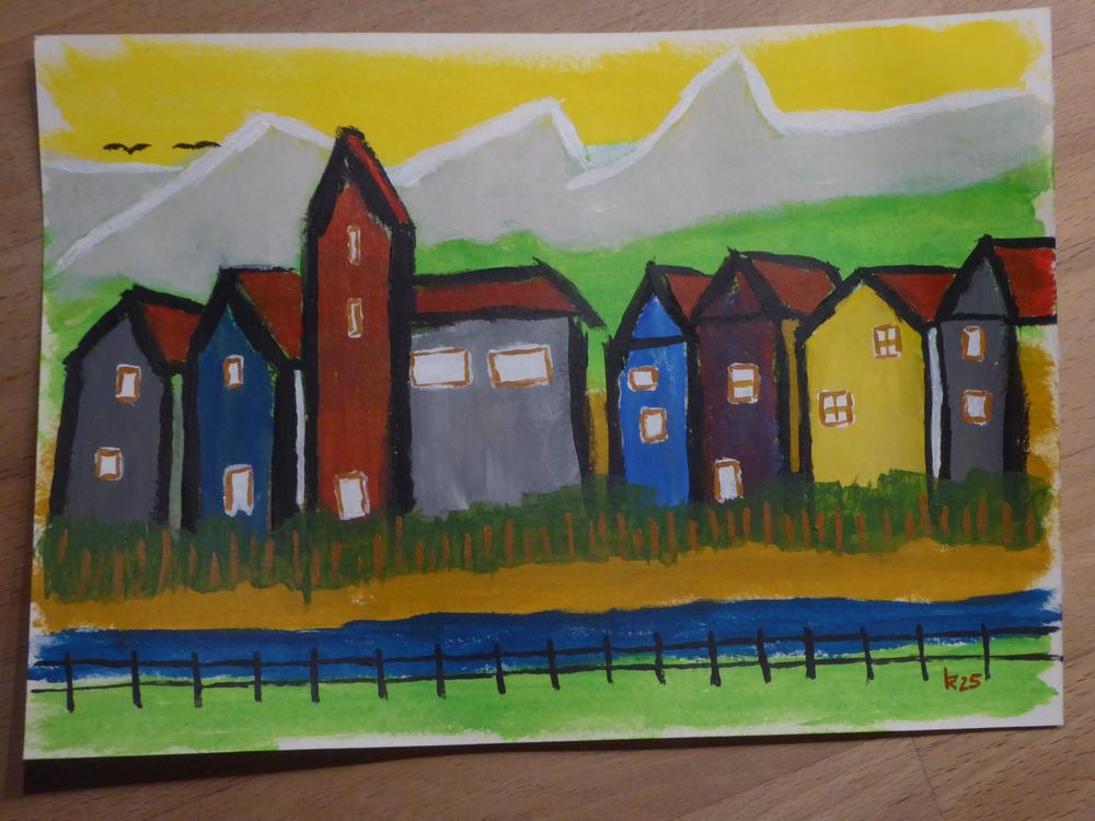 Kurt Lustenberger *53, Swiss Art, Dorf am Bach, Signiert (Neu (gemäss ...