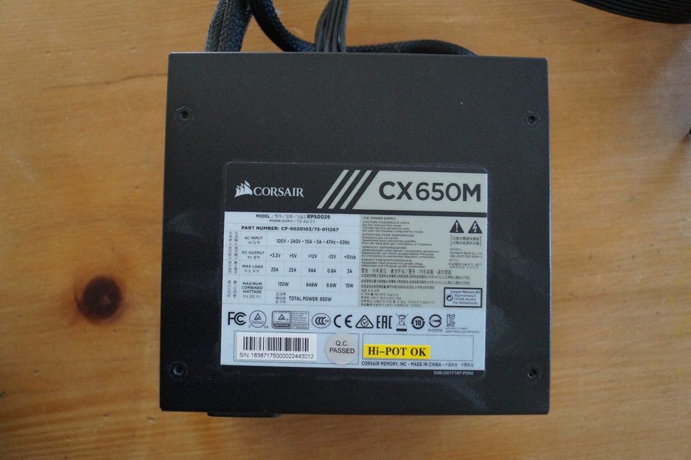 Corsair CX 650M (Gebraucht) in Niederhünigen für CHF 38 – mit Lieferung ...