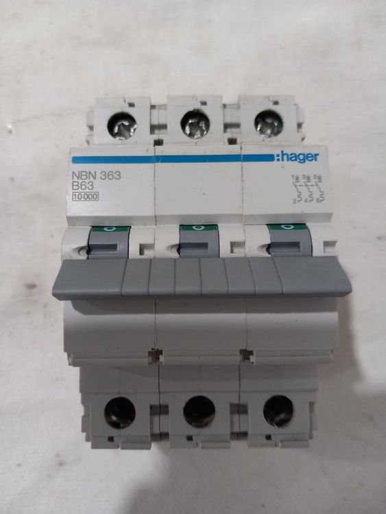 Hager Leitungsschutzschalter 3 polig 10kA/B-63A 3M NBN363 (D'occasion) à Rheinau pour CHF 15 ...