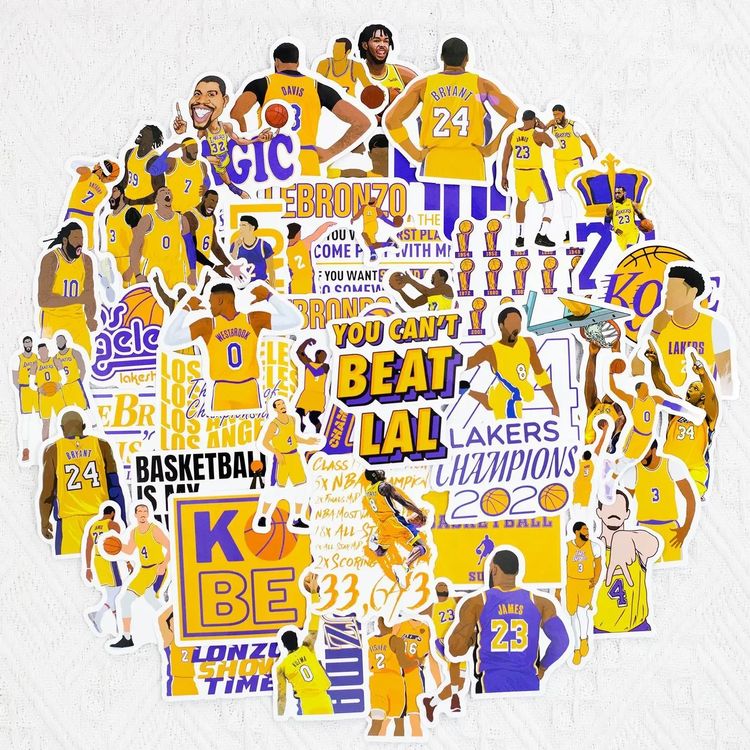 Los Angeles Lakers Bryant James Basketball 50 tlg Stickerset (Neu und ...