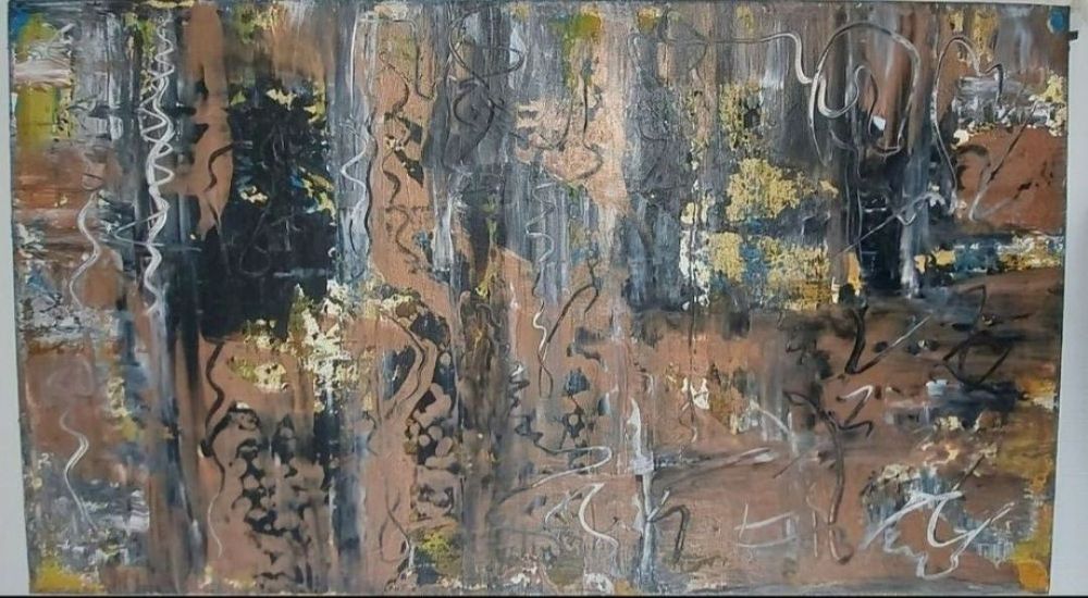 Bild, Unikat, Goldakzente von mir selbstgemalt 40×70 (Neu (gemäss Beschreibung)) in Riehen für ...