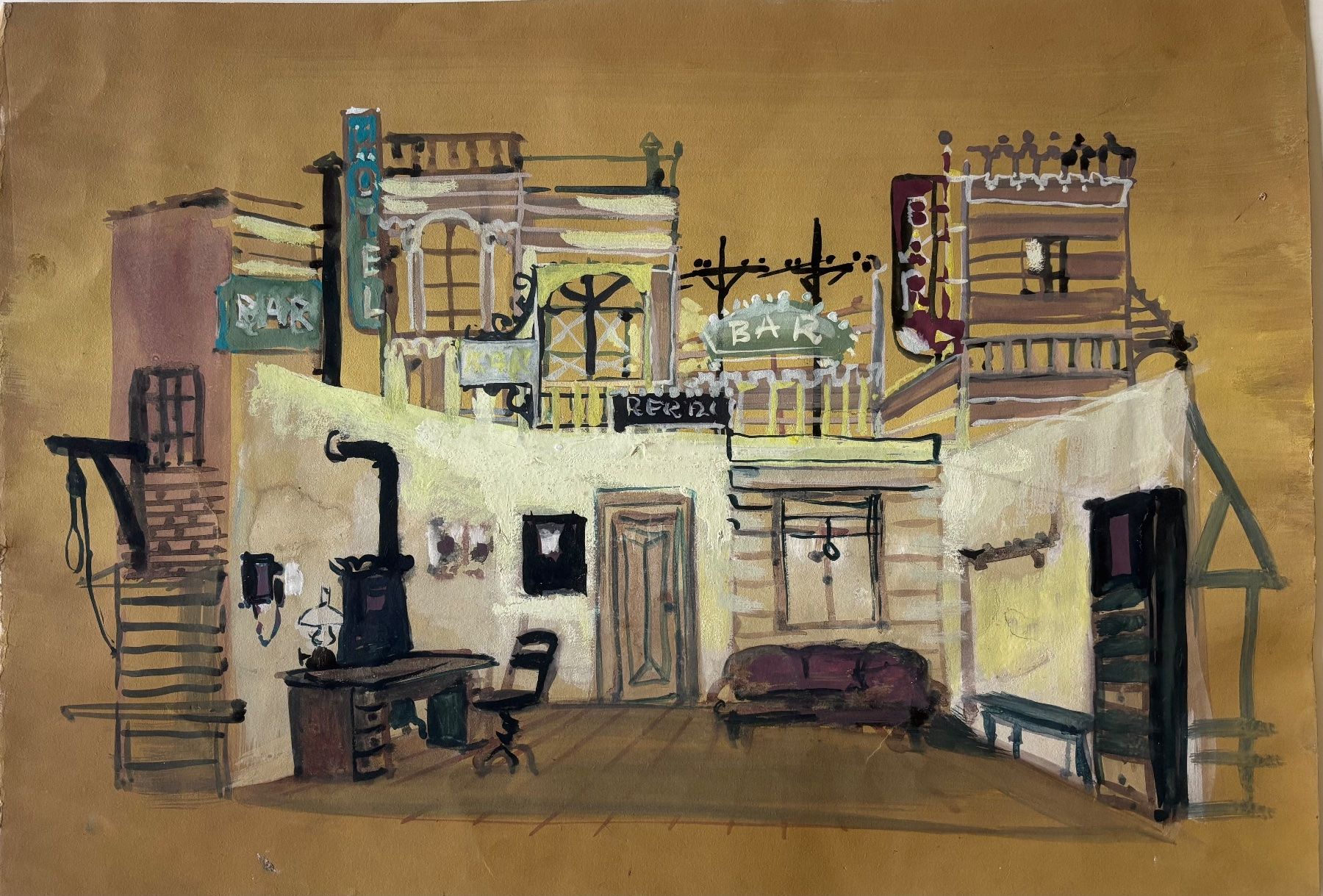 Hannes Meyer, Bühnenbild, Schauspielhaus Zürich, Gouache (Gebraucht) in ...