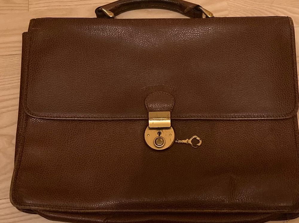 Serviette / mallette en cuir vintage Éric Pourchet – brun (D'occasion ...