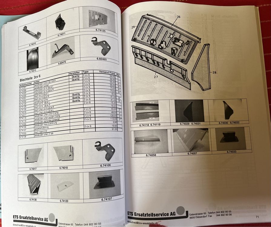 Citroën 2CV Ersatzteilkatalog, 125 S. (Gebraucht) in hunzenschwil für CHF 10 – mit Lieferung auf ...