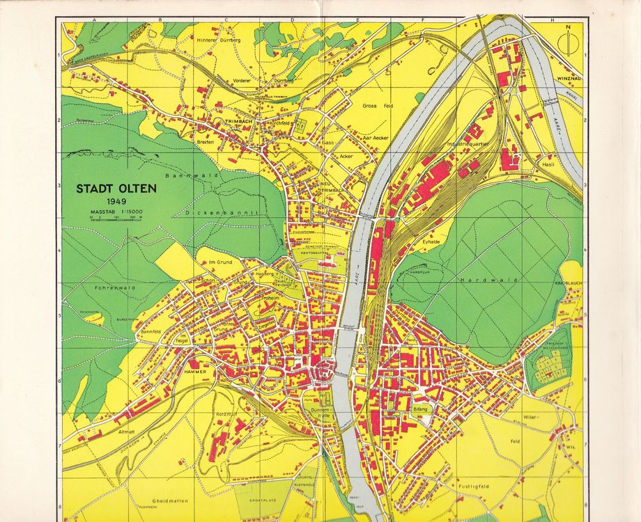 Olten - Stadtplan von 1949, Führer und Uebersichtsplan. | Kaufen auf ...