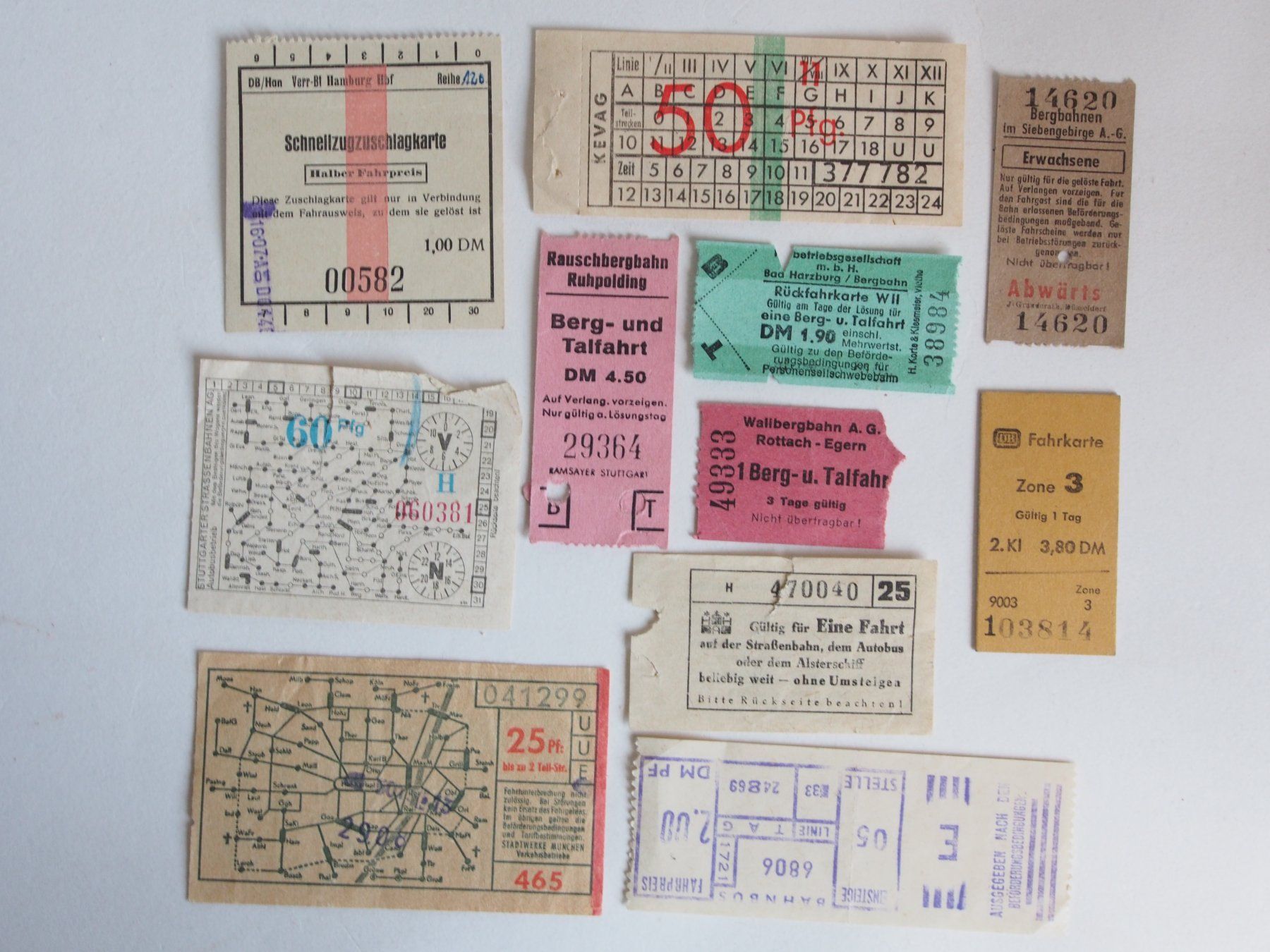 26x Billett Ticket Bahn Tram Bus Bergbahn DB BRD um1960-1990 (Gebraucht ...