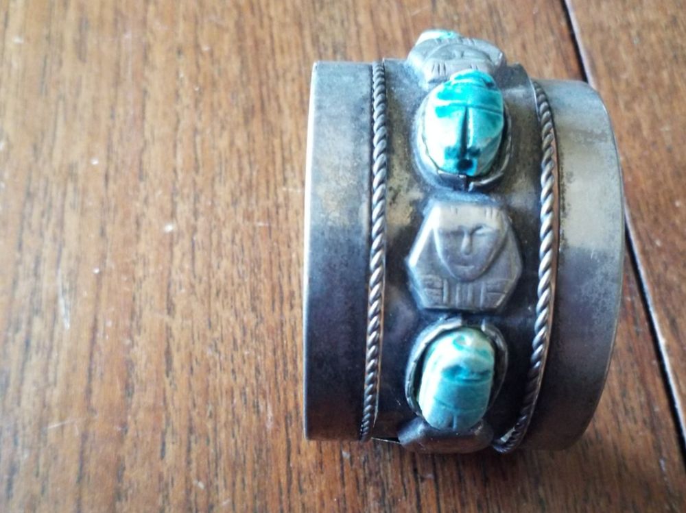 Vintage Armreif; Boho Style, mit Scarabäen, breit | Kaufen auf Ricardo