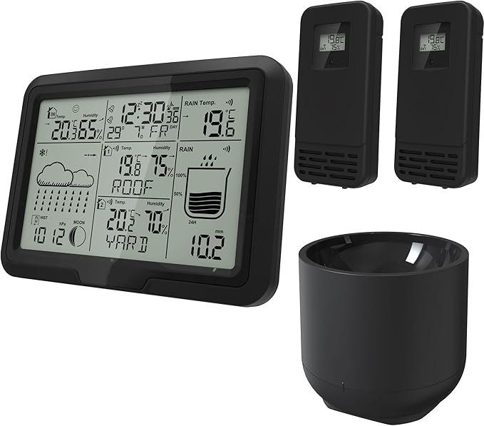 Station météo sans fil avec 2 capteurs nommables et horloge | Kaufen auf Ricardo