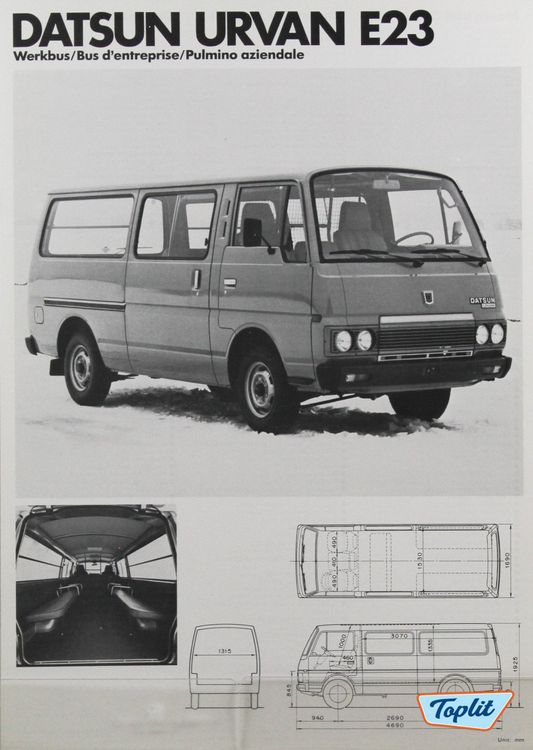 FLYER TECHNISCHE DATEN - DATSUN URVAN WERKBUS / E23 - 1981 (Gebraucht ...