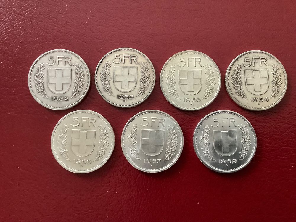Schweizer Silbergeld 7 x Fünf Franken Stücke Lot | Kaufen auf Ricardo