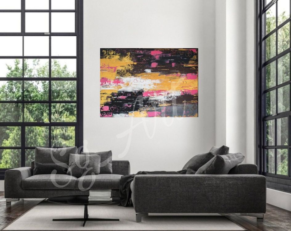 Acrylbild abstrakt schwarz gold Unikat (Neu und originalverpackt) in Rheinau für CHF 200 – mit ...