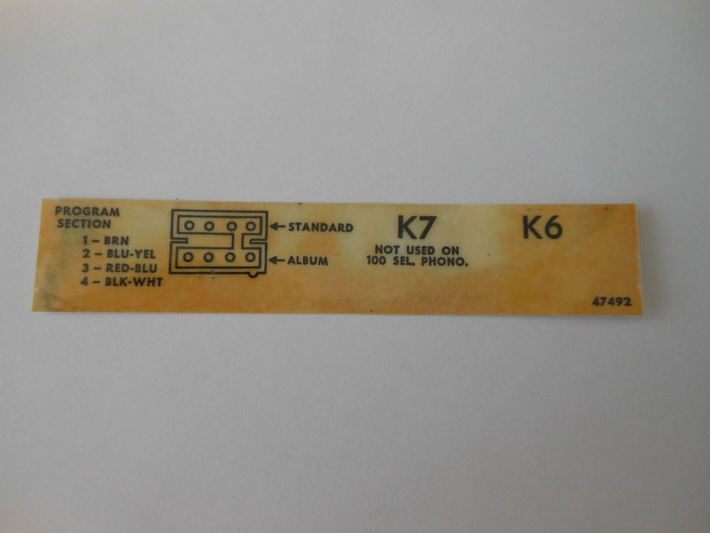 Rock Ola: Placard ,Selection Control Box, K6, K7, Album (Neu (gemäss ...