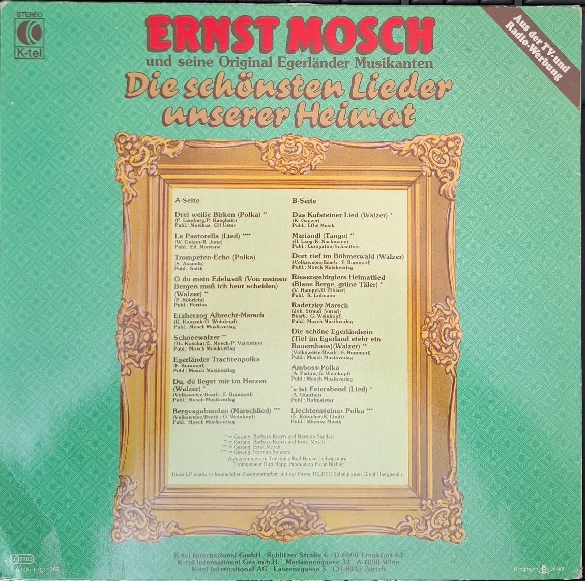 Ernst Mosch Schallplatte -Die schönsten Lieder-Heimat 🎶🎵🎶 (Gebraucht ...