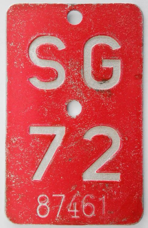 Velonummer St. Gallen SG 72 (Gebraucht) in Bülach für CHF 13.9 – mit Lieferung auf Ricardo kaufen