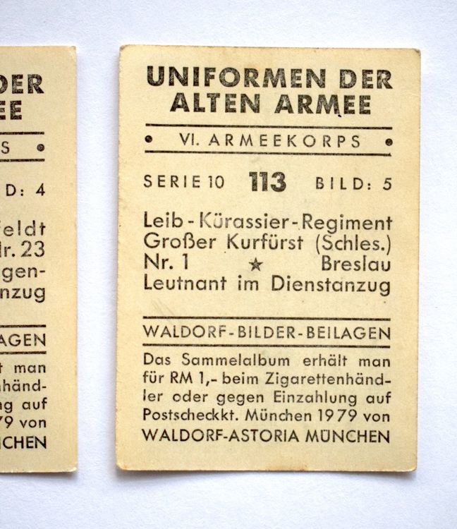 RAR Sammelkarten Armee Uniform Zigarettenbild Eckstein | Kaufen auf Ricardo