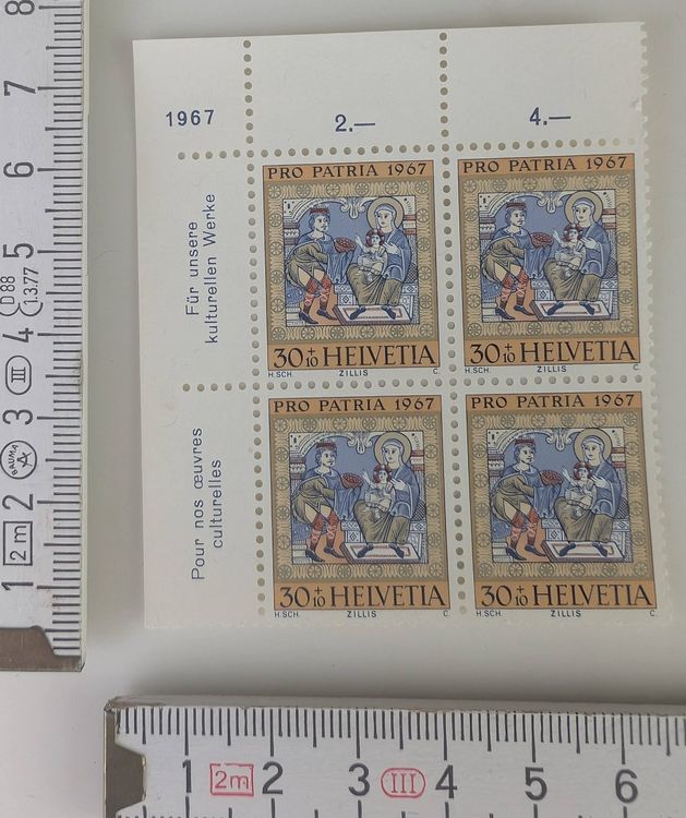 Schweizer Briefmarke Pro Patria 1966, 30 Rp, Viererblock (Neu (gemäss ...