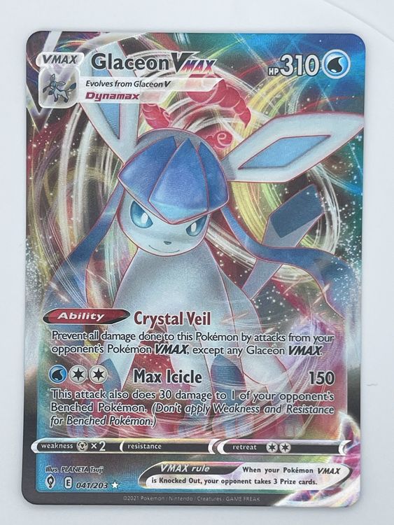 Glaceon VMAX 041/203 UR Full Art Pokémon Evolving Skies (Neu (gemäss ...