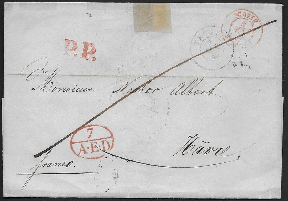 1845 Falt-Brief P.P. o TROGEN nach LE HAVRE selten ab 1.- | Kaufen auf ...