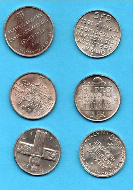 5 Fr. Silber Gedenkmünzen 1936 - 1963 | Kaufen auf Ricardo