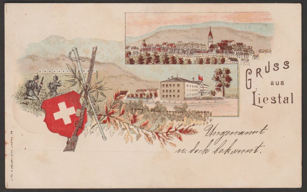 AK BL 4.IX.1899: LIESTAL, Litho Gruss aus.... Kaserne | Kaufen auf Ricardo