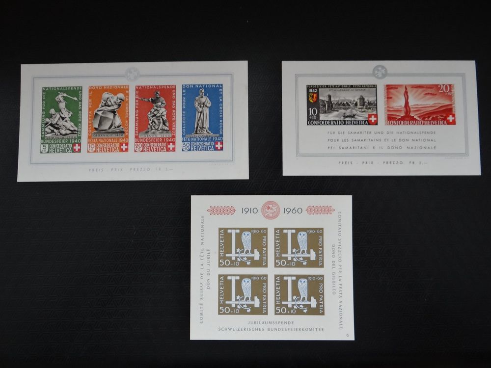 Rare Pro Patria Blöcke postfrisch** 1940/1942/1960 | Kaufen auf Ricardo