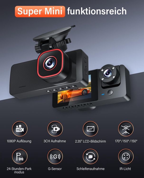 Dashcam auto vorne und hinten mit 64gb Sensor Bewegung G Sen | Kaufen auf Ricardo