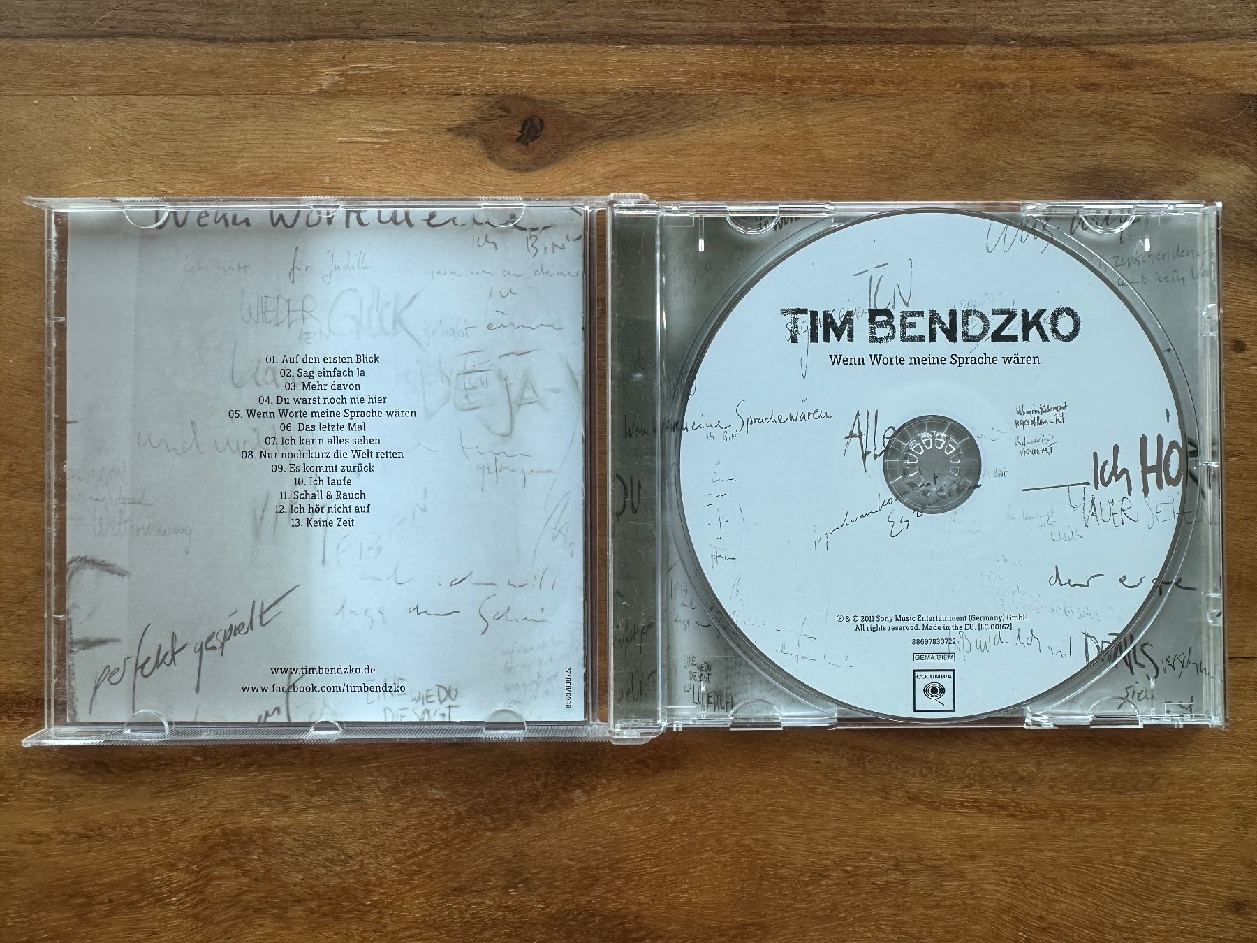 Tim Bendzko ‎– Wenn Worte Meine Sprache Wären ( Pop Rock) (Gebraucht ...