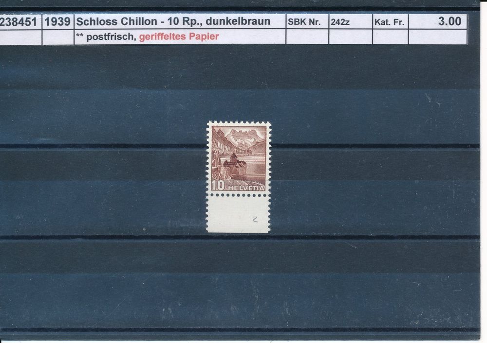 1939 Schloss Chillon - 10 Rp., dunkelbraun, geriffelt | Kaufen auf Ricardo