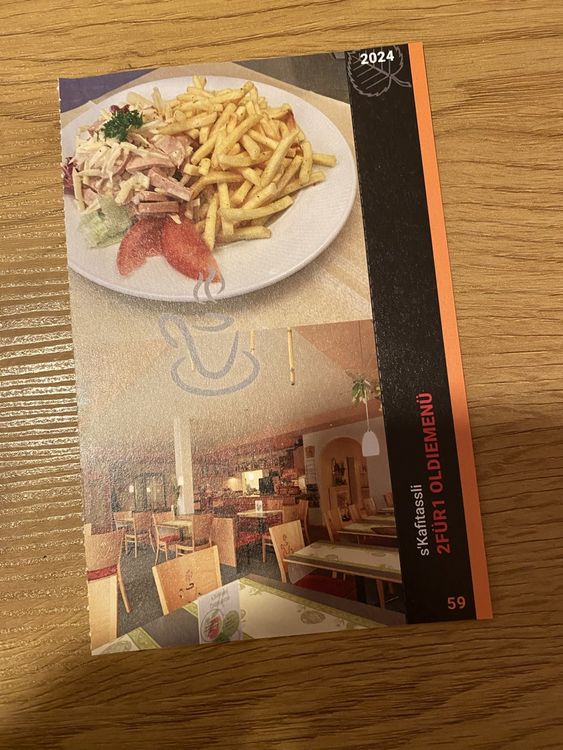 2:1 Gutschein Oldiemenü in Schinznach-Dorf (Neu (gemäss Beschreibung)) in Liestal für CHF 1 ...