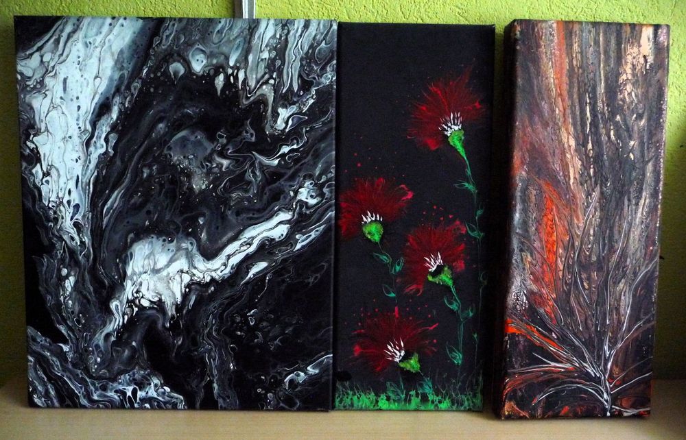 3 Bilder / Acryl / Abstrakt/ Unikat / | Kaufen auf Ricardo