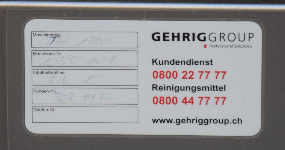 Geschirrspüler GEHRIG GTW 1300 (Gebraucht) in Teufen für CHF 750 – nur Abholung auf Ricardo kaufen