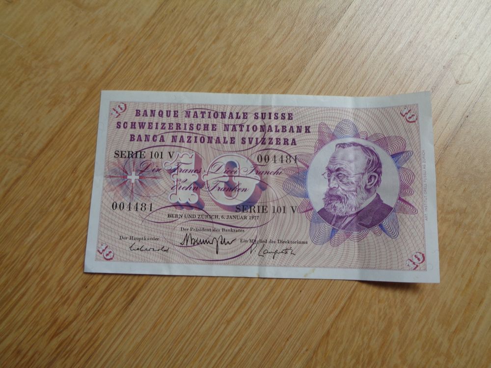 Banknote CHF 10 - Fünfte Serie 1956 (Gebraucht) in Basel für CHF 5 ...