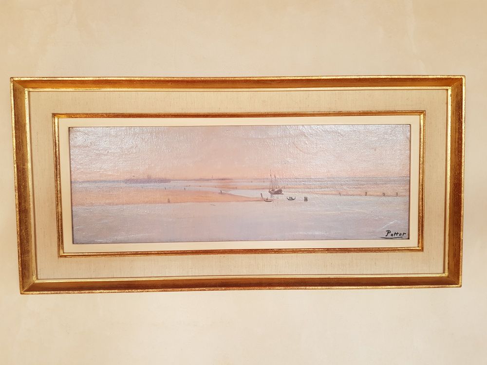 Tableau Adolphe Potter, bateaux, coucher de soleil, 76x36 cm | Kaufen ...