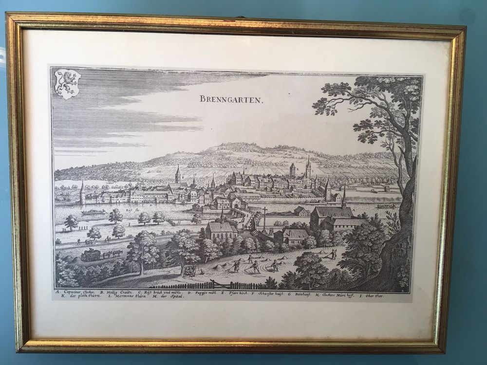 Nachdruck von Kupferstich Brenngarten (Bremgarten) Merian | Kaufen auf ...