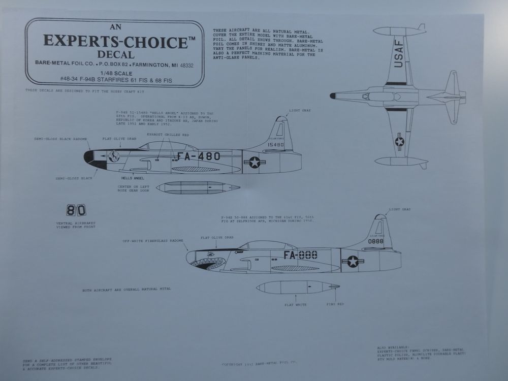 1/48 Lockheed F-94B Starfires - Korea 1950 - 2 Versionen | Kaufen auf ...