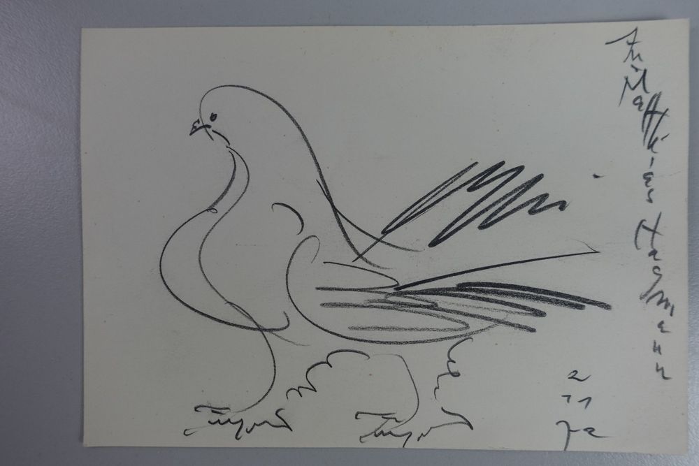 Original Hans Erni Zeichnung Taube | Kaufen auf Ricardo